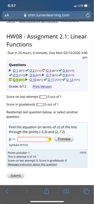 Solved 6:57 LTE AA ohm.lumenlearning.com PRINGSSCHE S HW08 - | Chegg.com