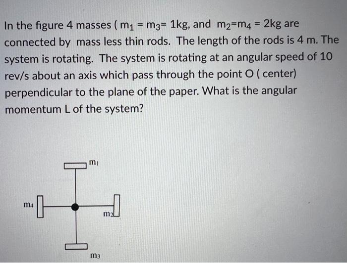 Solved = = In the figure 4 masses ( m1 = m3= 1kg, and m2=m4 | Chegg.com