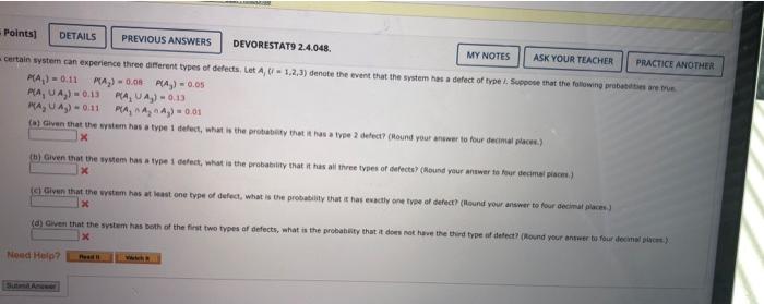 Solved Points] DETAILS PREVIOUS ANSWERS DEVORESTAT9 2.4.048. | Chegg.com