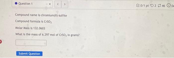 Solved Compound name is chromium(II) chloride Compound | Chegg.com