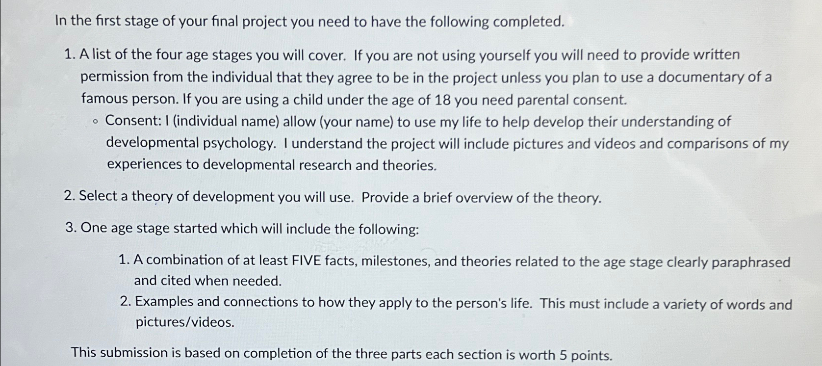 In the first stage of your final project you need to | Chegg.com