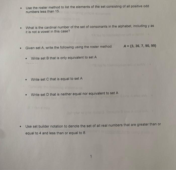 Solved - Use the roster method to list the elements of the | Chegg.com