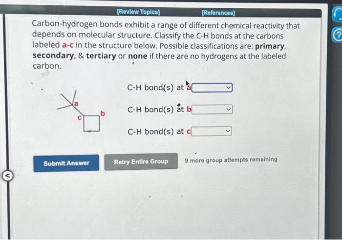 Solved Carbon-hydrogen bonds exhibit a range of different | Chegg.com