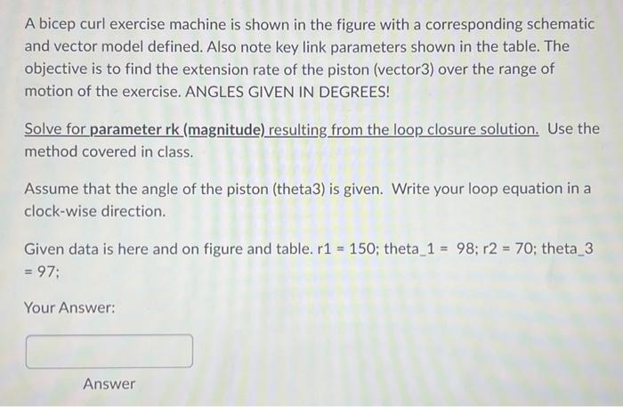 Solved A bicep curl exercise machine is shown in the figure | Chegg.com