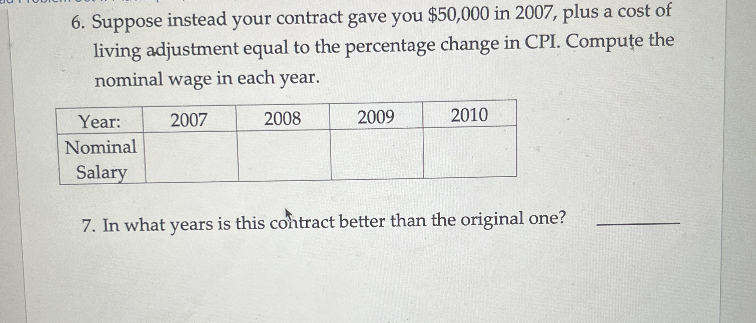 Solved Suppose instead your contract gave you $50,000 ﻿in | Chegg.com