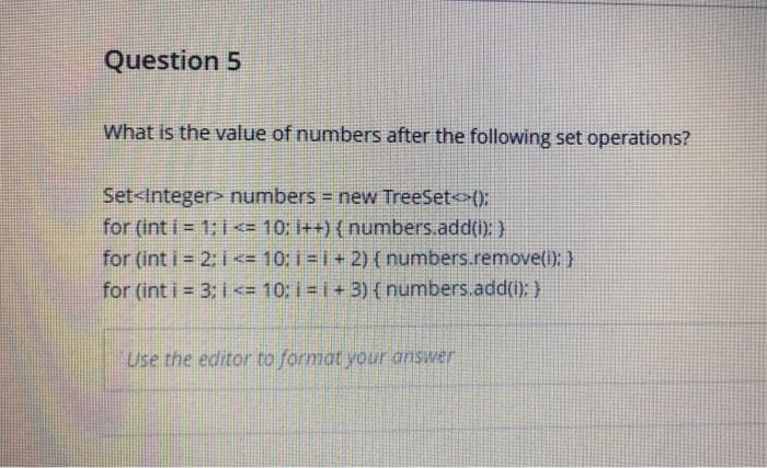 Solved Question 5 What is the value of numbers after the | Chegg.com