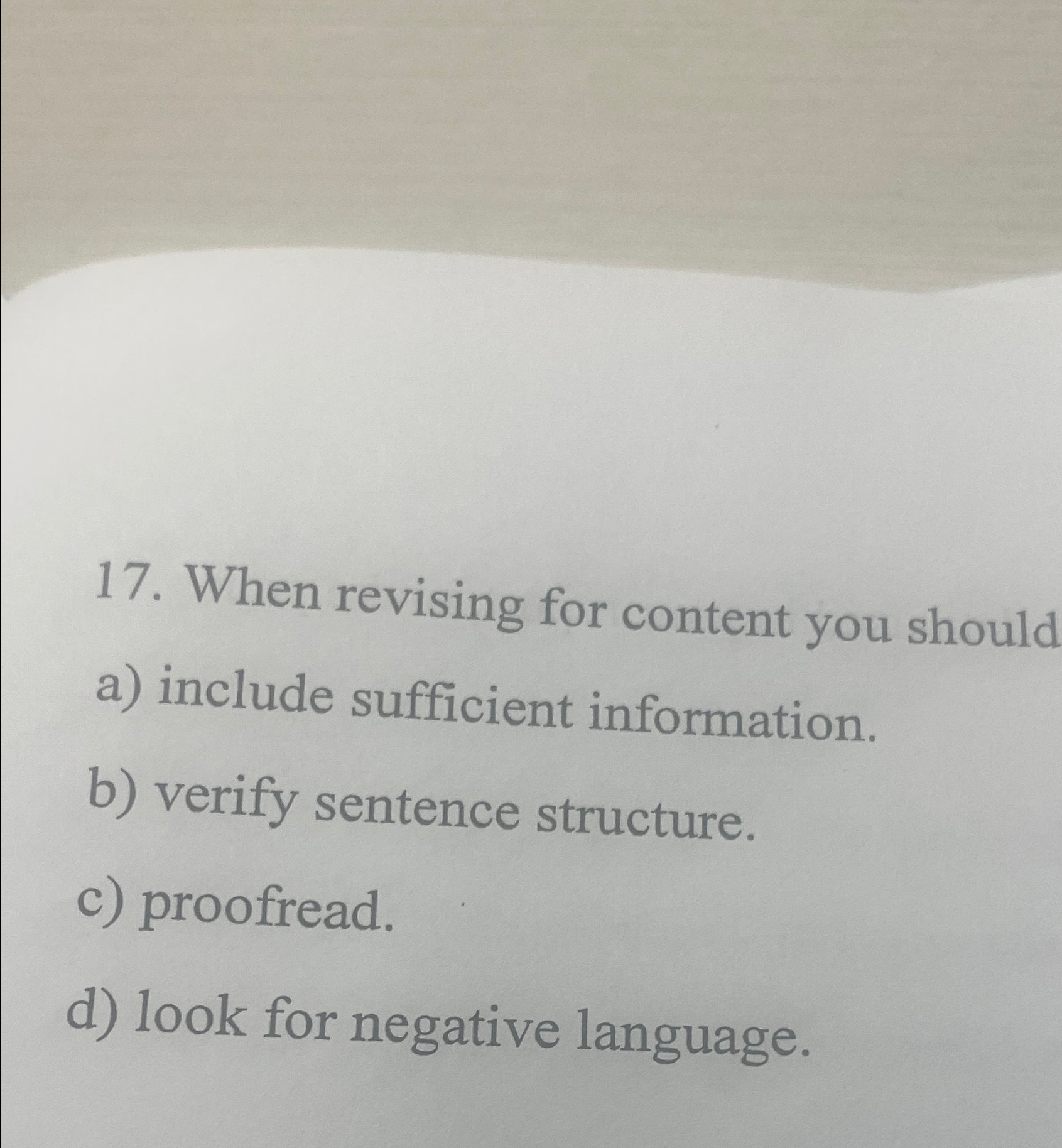 Solved When revising for content you shoulda) ﻿include | Chegg.com