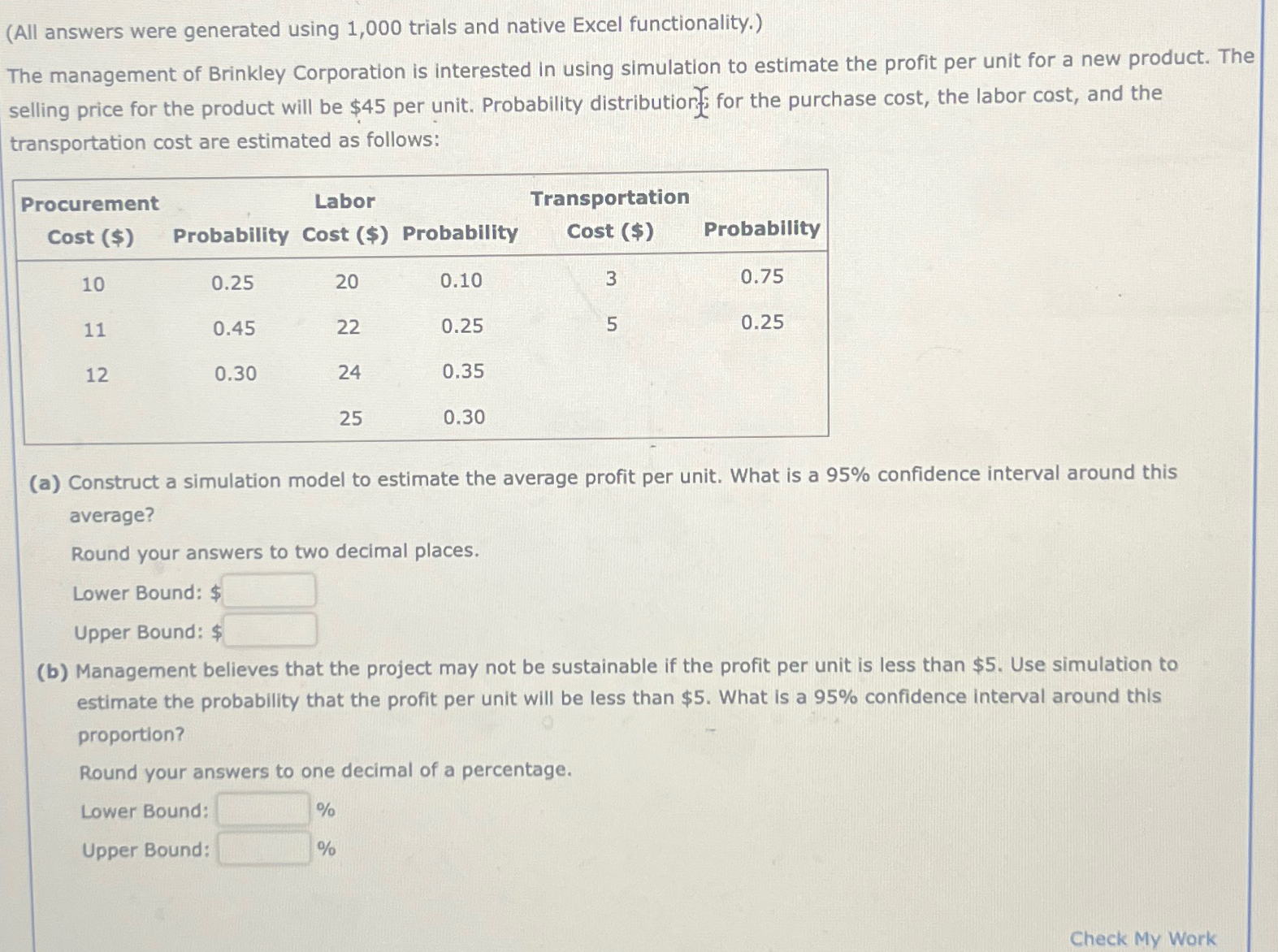 Solved (All answers were generated using 1,000 ﻿trials and | Chegg.com