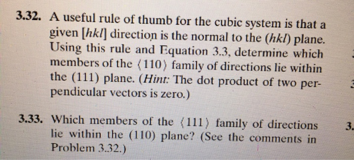 Solved 3.32. A useful rule of thumb for the cubic system is | Chegg.com