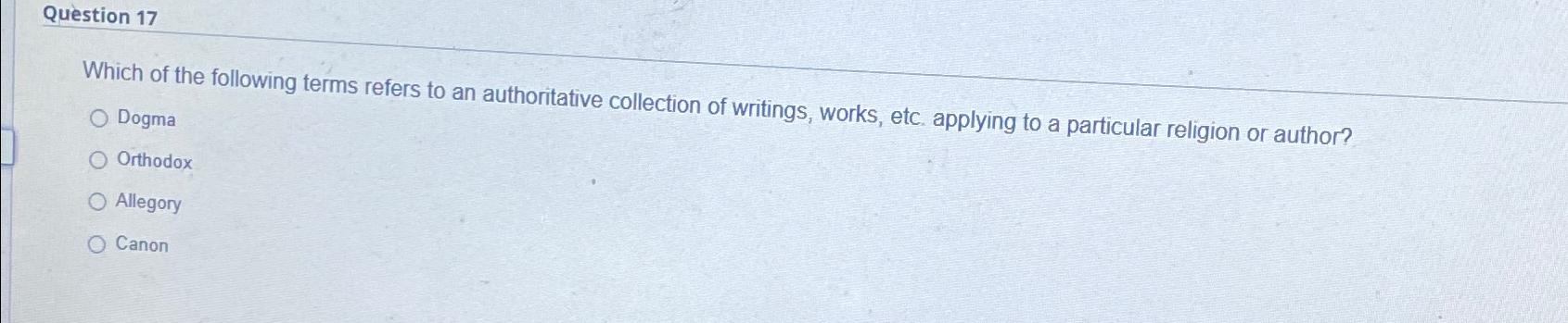 Solved Question 17which Of The Following Terms Refers To An 