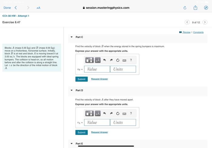 Solved Biocks A (mass 5.00 kg ) and B (mass 9.00 kg ) move | Chegg.com
