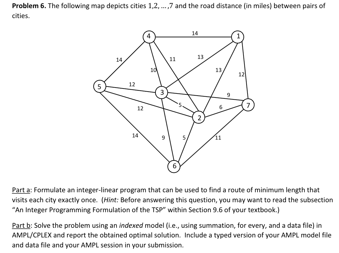 Solved Problem 6. ﻿The following map depicts cities | Chegg.com
