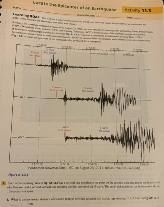 Solved Locate the Epicenter of an Earthquake Name. Activity | Chegg.com