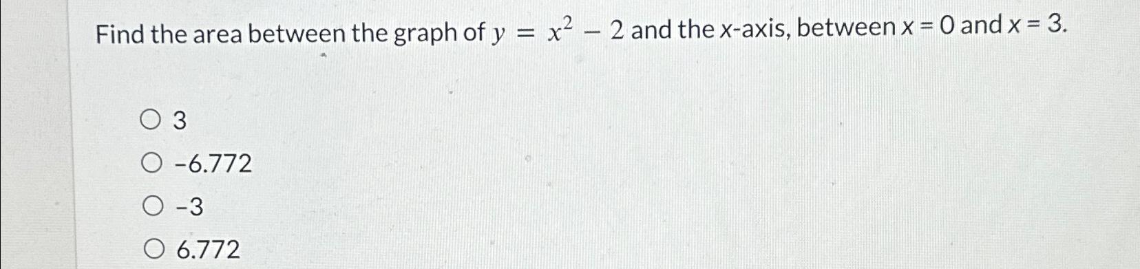 Solved Find the area between the graph of y=x2-2 ﻿and the | Chegg.com