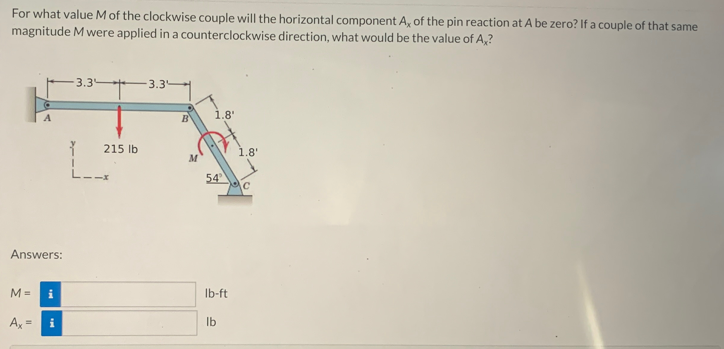 Solved For what value M ﻿of the clockwise couple will the | Chegg.com