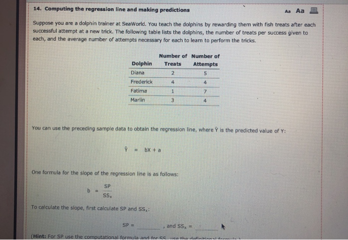 Solved 14. Computing the regression line and making | Chegg.com