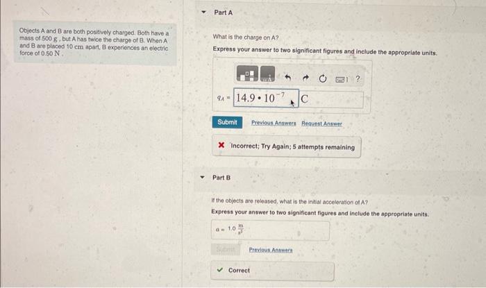 Solved Objects A and B are both positively charged, Both | Chegg.com