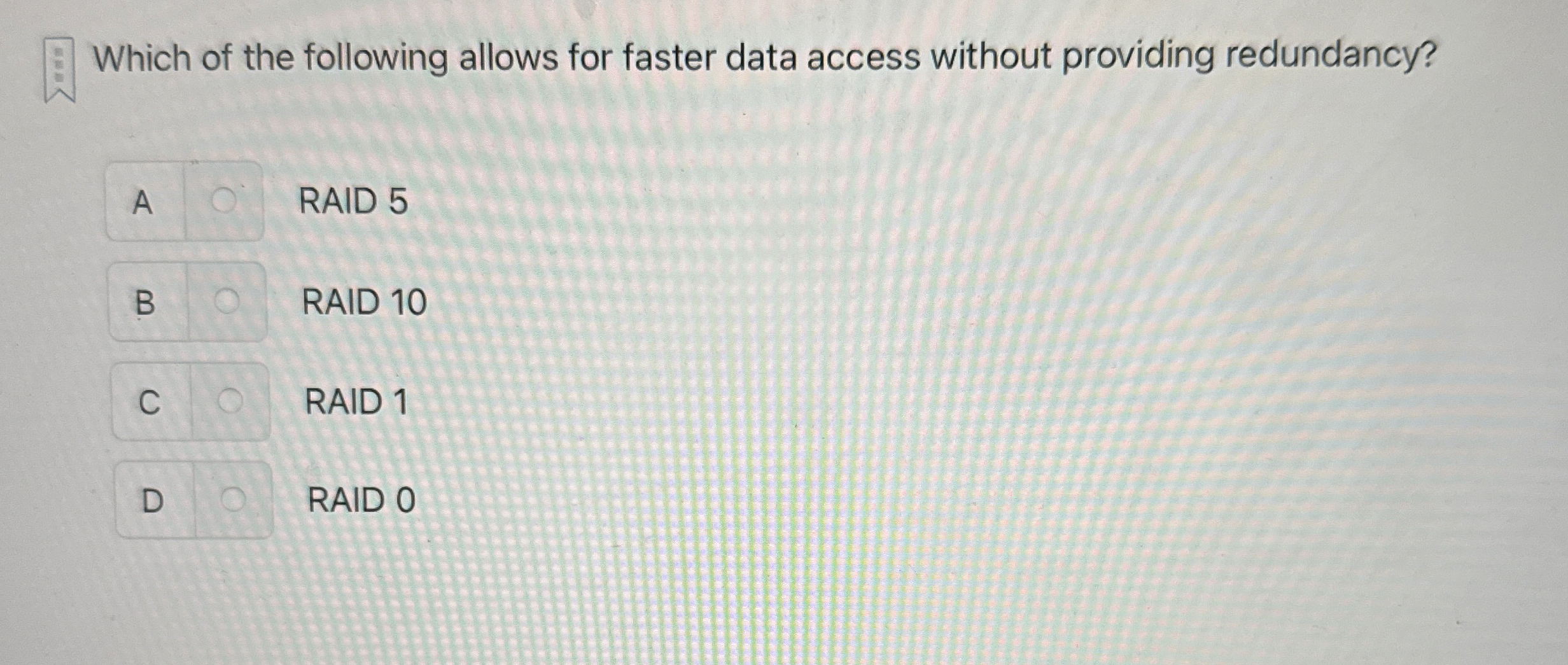 Solved Which of the following allows for faster data access | Chegg.com