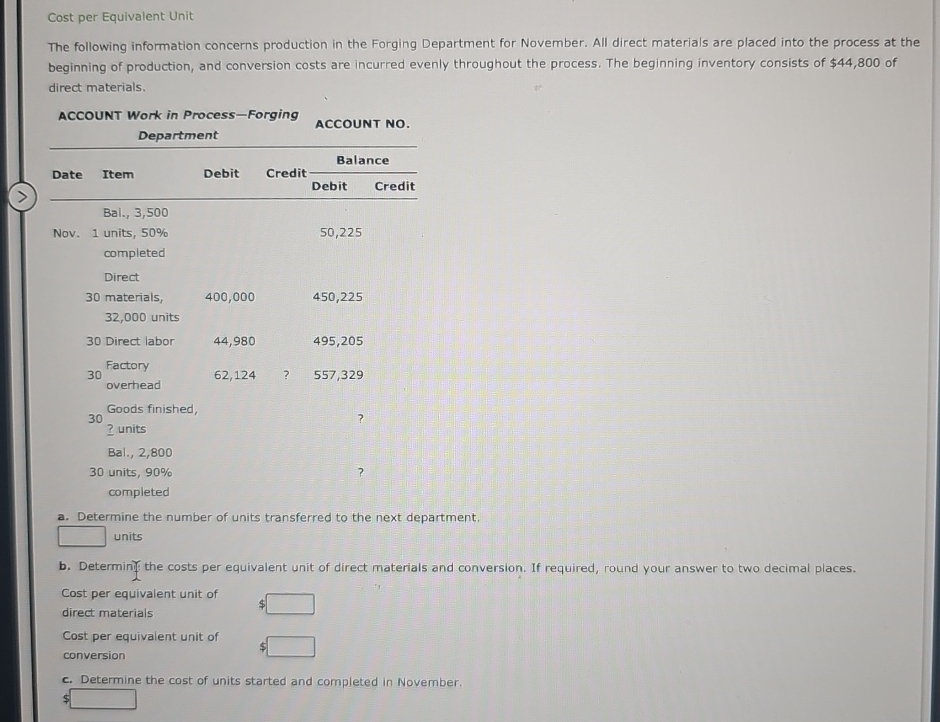 Solved Cost per Equivalent UnitThe following information | Chegg.com