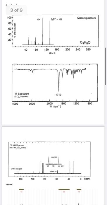 3 of 9 100F 104 M" 132 Mass Spectrum 8 8 LI CH30 40 | Chegg.com
