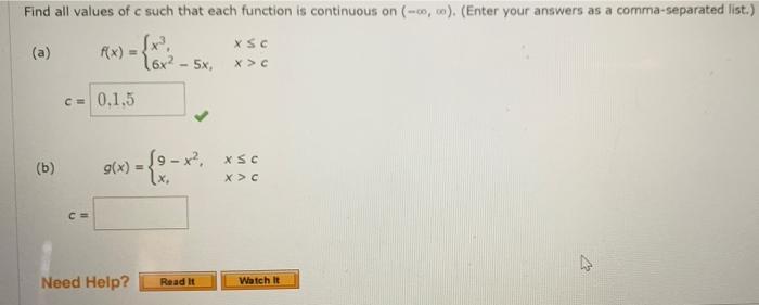 Solved Find all values of c such that each function is | Chegg.com