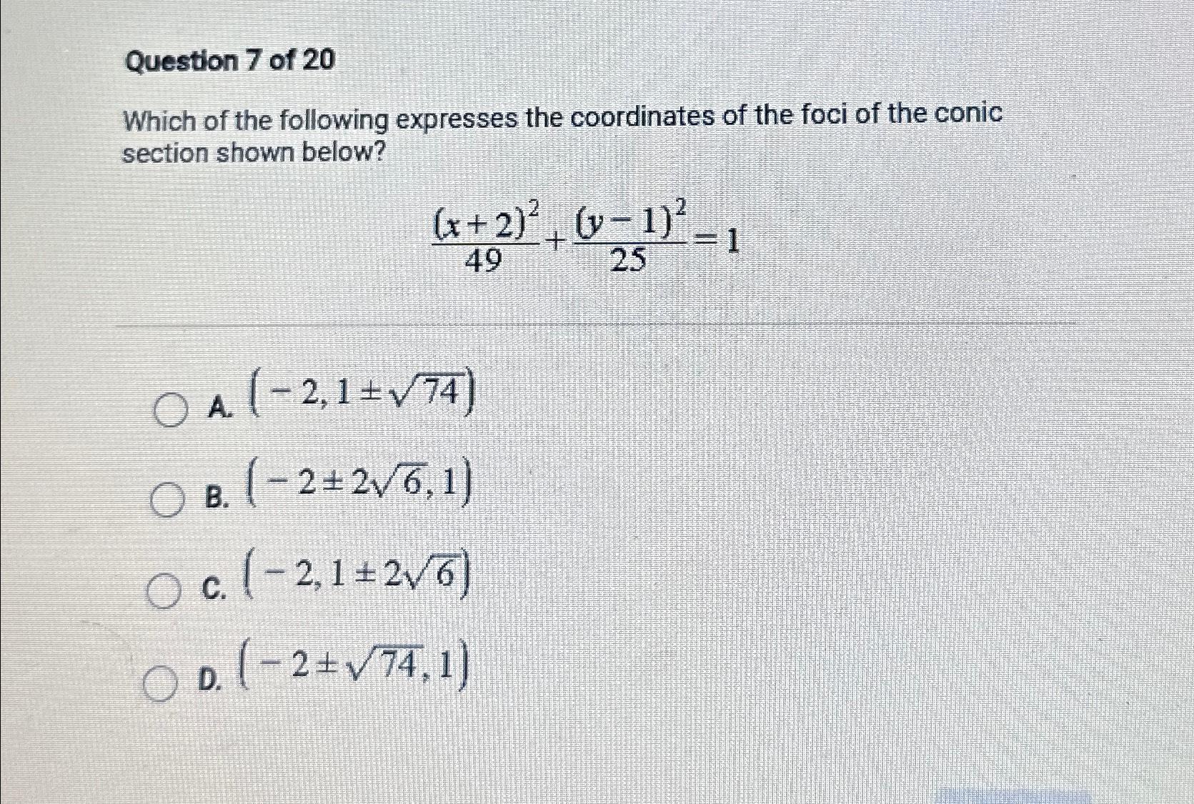 Solved Question 7 ﻿of 20Which of the following expresses the | Chegg.com