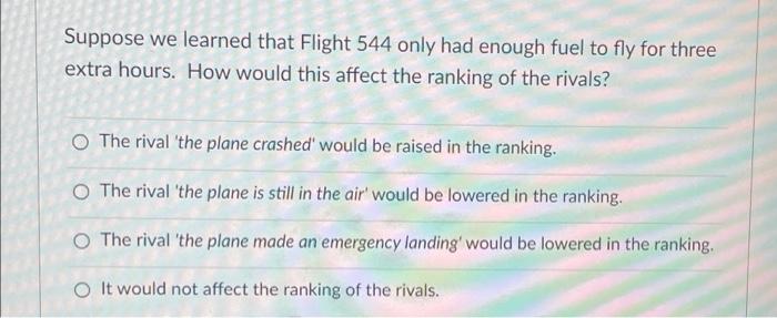 Suppose we learned that Flight 544 only had enough | Chegg.com