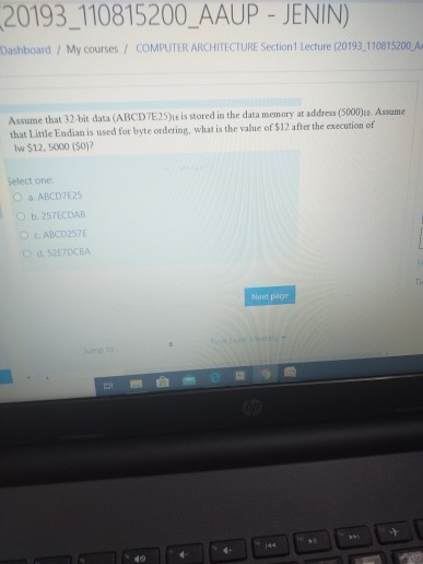 Solved (20193_110815200_AAUP - JENIN) Dashboard / My courses | Chegg.com