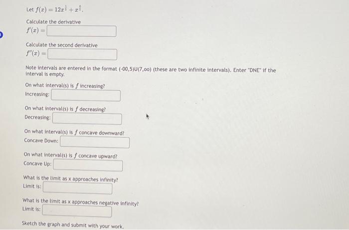 Solved Let f(x)=12x3+x3. Calculate the derivative f′(x)= | Chegg.com