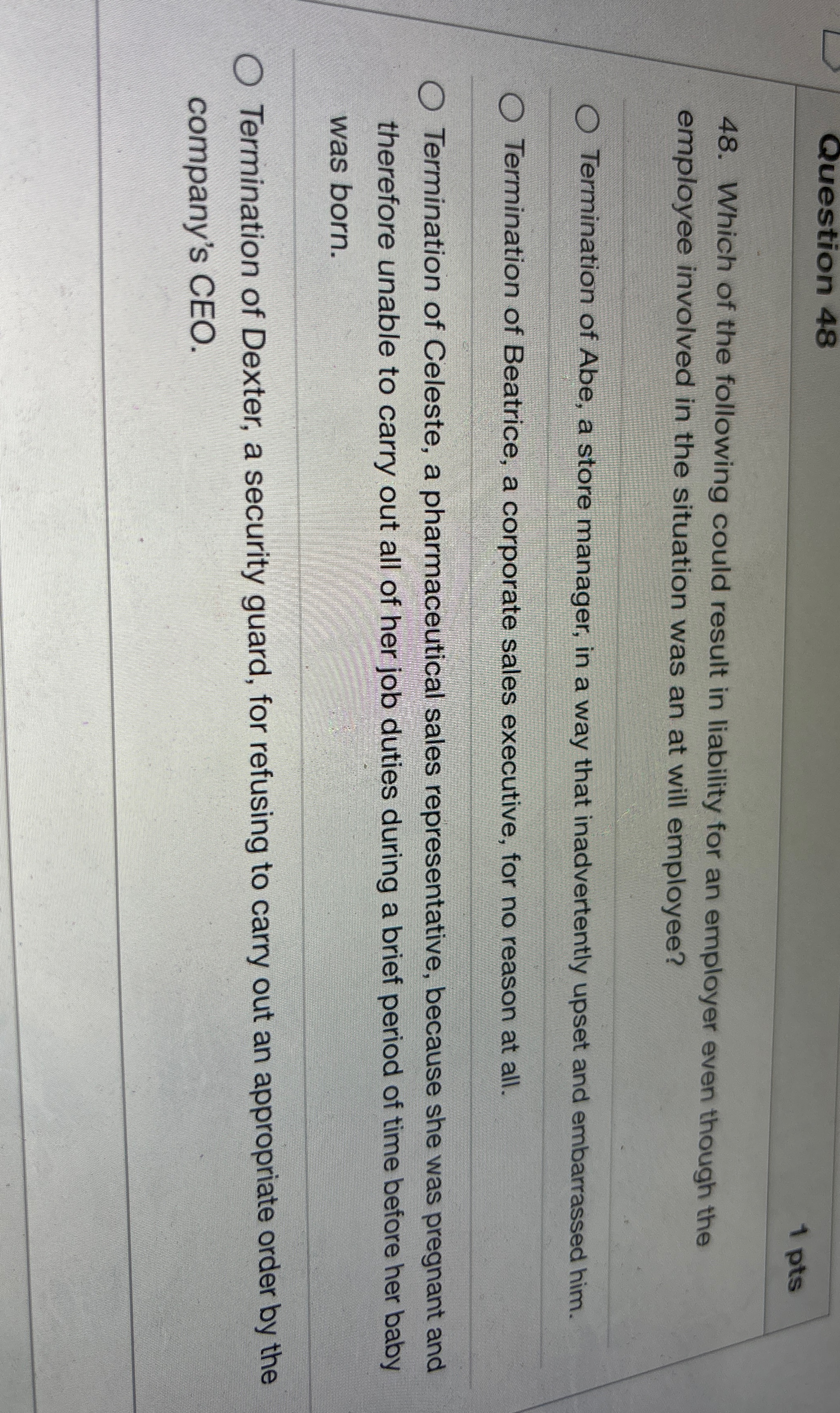 Solved Which of the following could result in liability for | Chegg.com