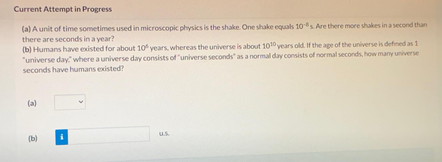 Solved Current Attempt in Progress(a) ﻿A unit of time | Chegg.com