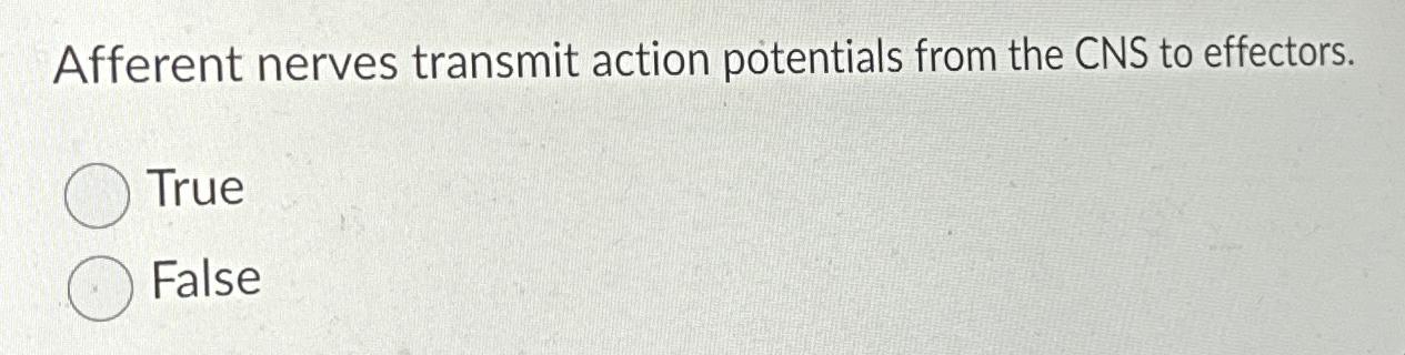 Solved Afferent nerves transmit action potentials from the | Chegg.com