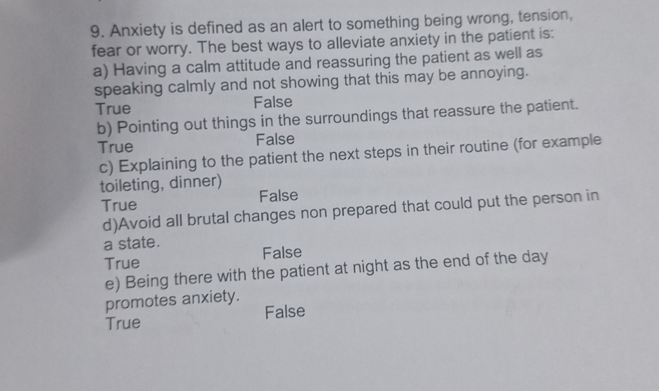 Solved Anxiety is defined as an alert to something being | Chegg.com