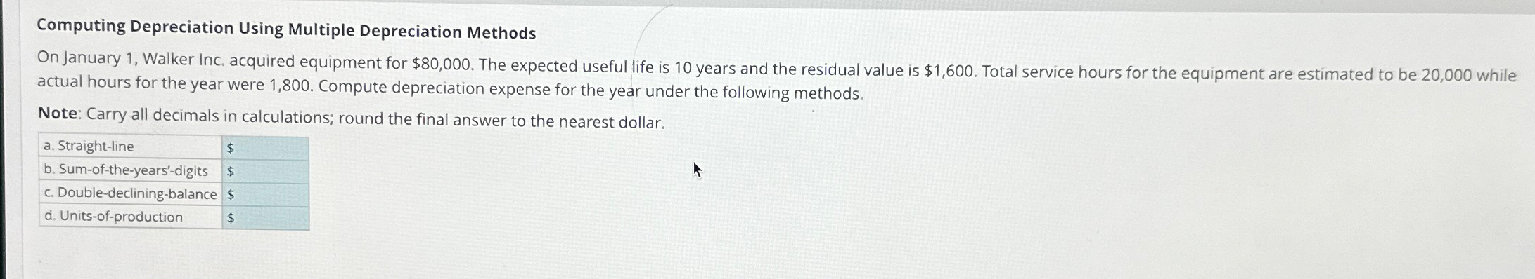 Computing Depreciation Using Multiple Depreciation | Chegg.com