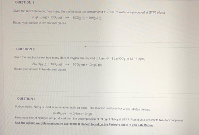 Solved Given the reaction below, how many liters of oxygen | Chegg.com