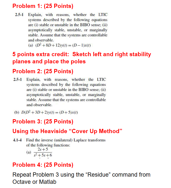Solved Problem 1: (25 ﻿Points)2.5-1 ﻿Explain, with reasons, | Chegg.com