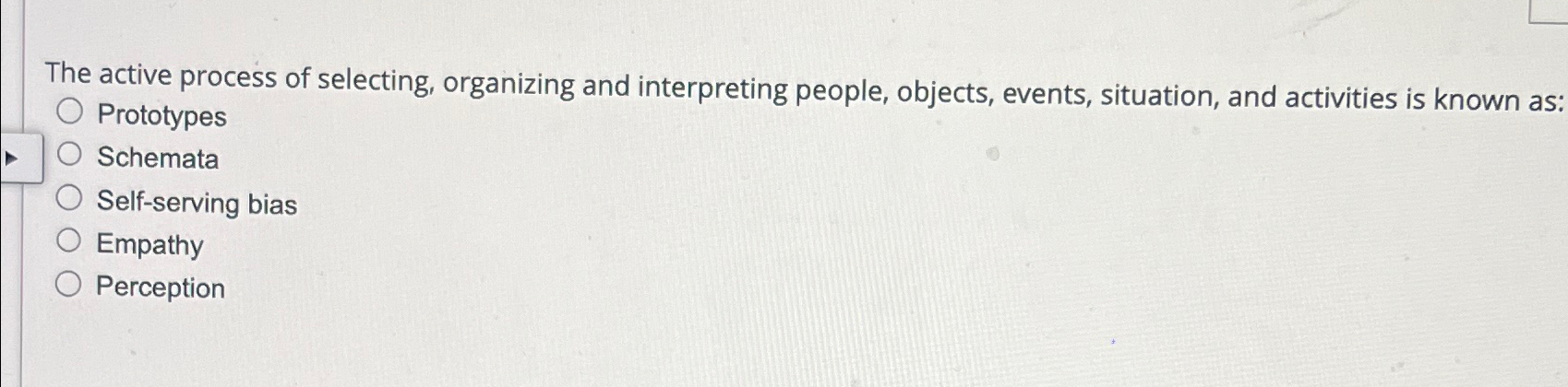 Solved The active process of selecting, organizing and | Chegg.com