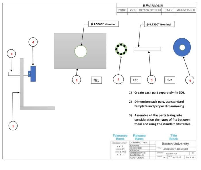 Solved 1 Ø 1.5000" Nominal FN1 REVISIONS 70NF REV | Chegg.com