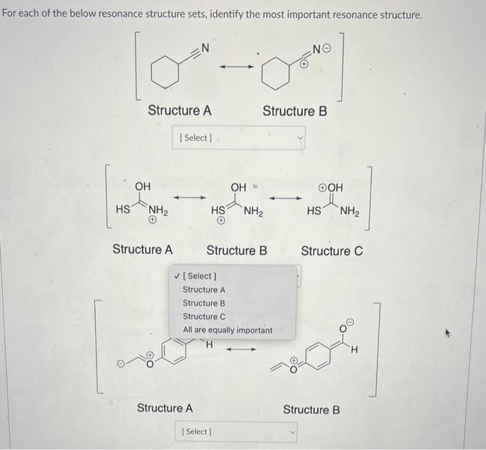 Solved options are how ever many structures there is; for | Chegg.com