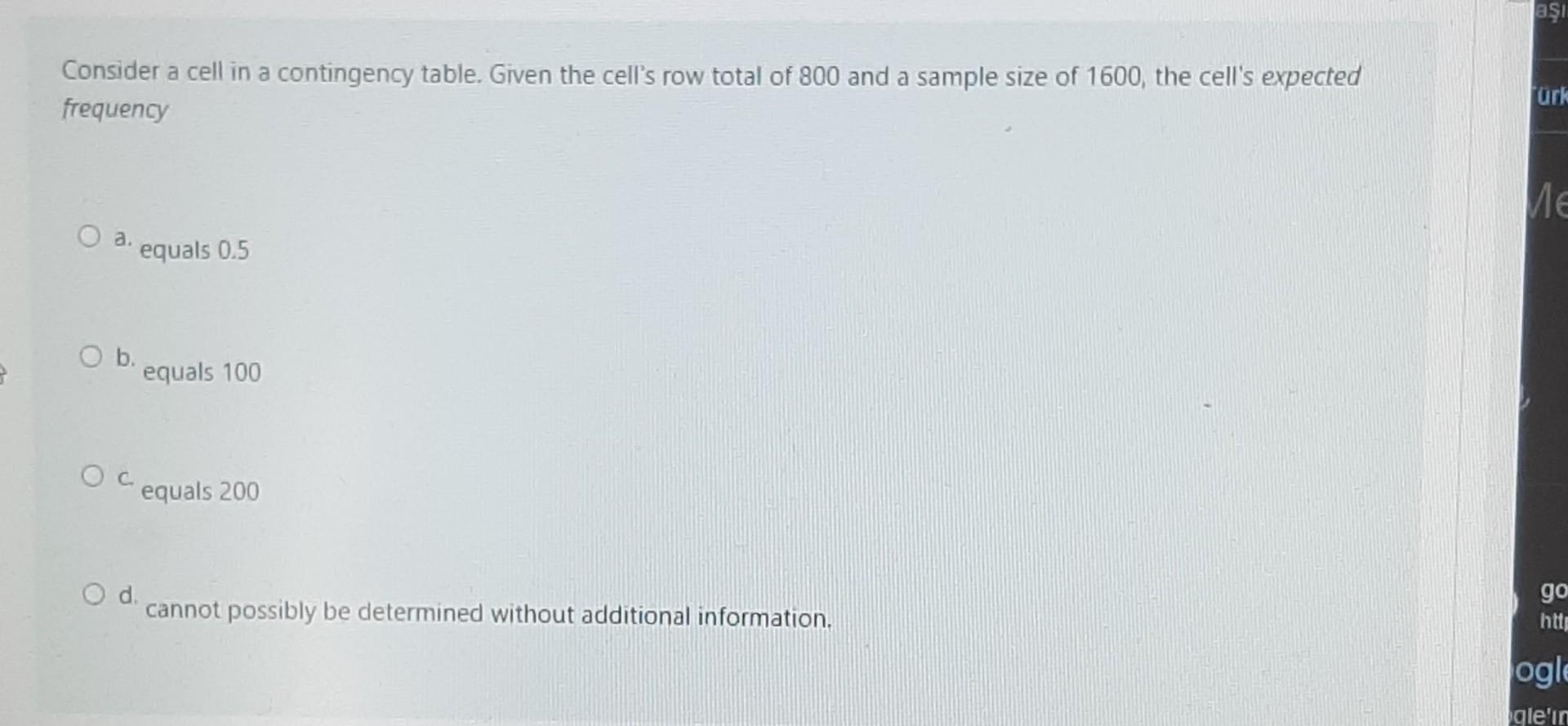 Solved Consider a cell in a contingency table. Given the | Chegg.com