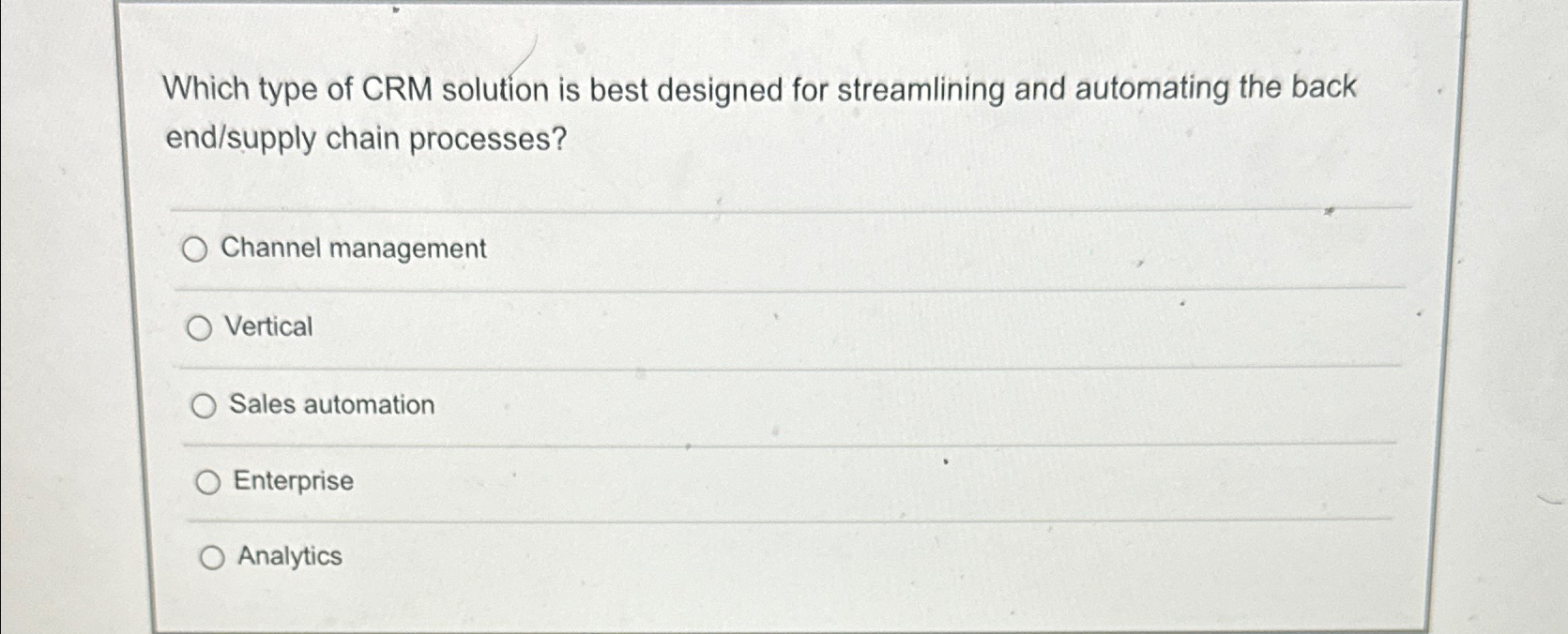 Solved Which type of CRM solution is best designed for | Chegg.com