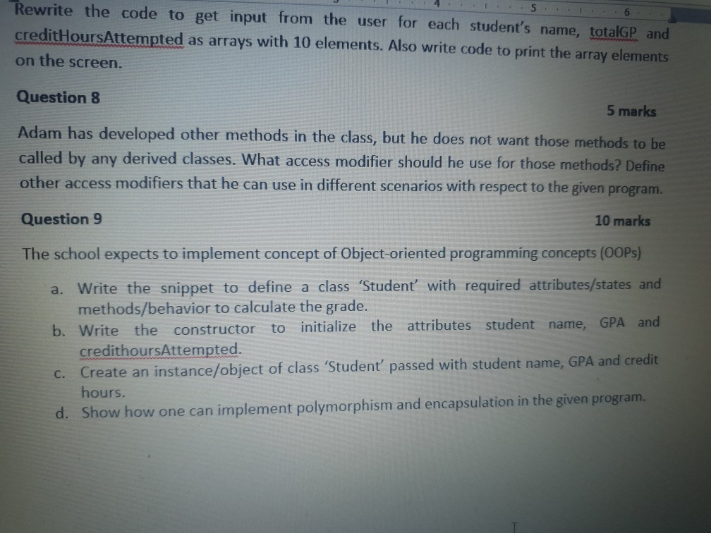 Rewrite the code to get input from the user for each | Chegg.com