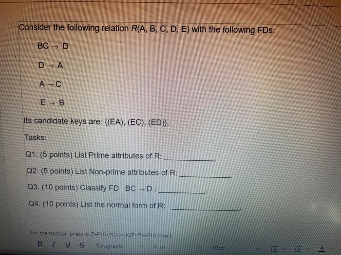 Solved Consider the following relation R(A,B,C,D,E) with the | Chegg.com