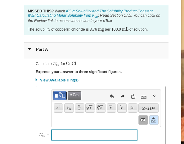 Solved MISSED THIS? Watch KCV: Solubility and The Solubility | Chegg.com