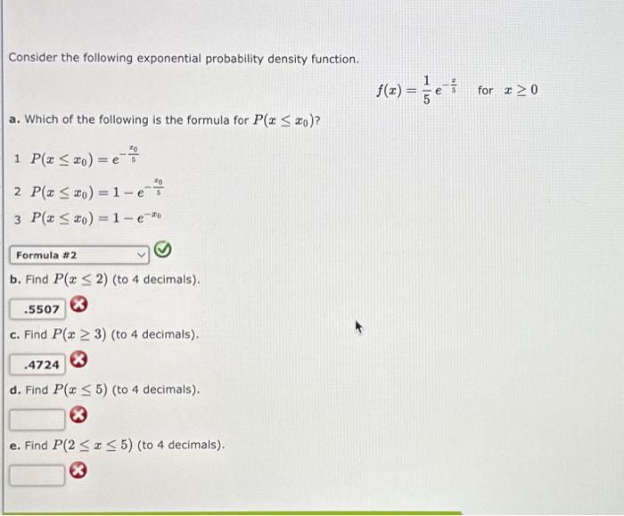 Solved Consider the following exponential probability | Chegg.com