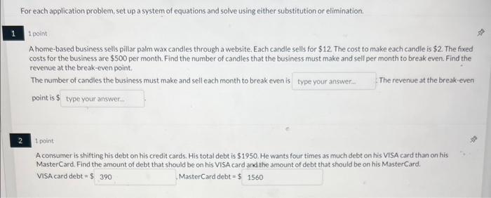 Solved For each application problem, set up a system of | Chegg.com