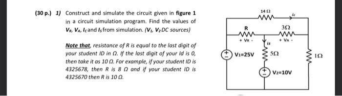 Solved 30 p.) 1) Construct and simulate the circuit given in | Chegg.com