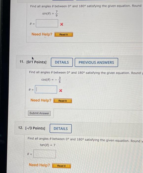 Solved Find all angles θ between 0∘ and 180∘ satisfying the | Chegg.com