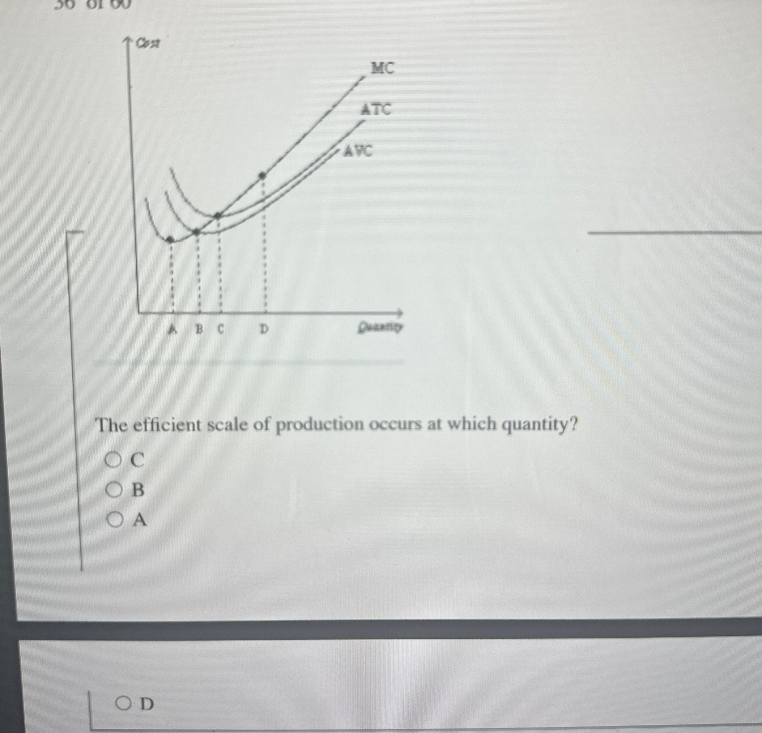 Solved The efficient scale of production occurs at which | Chegg.com