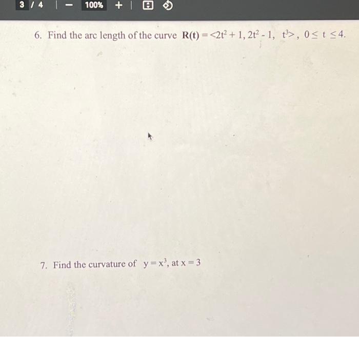 Solved 3/ 100% + 8 6. Find the arc length of the curve R(t) | Chegg.com